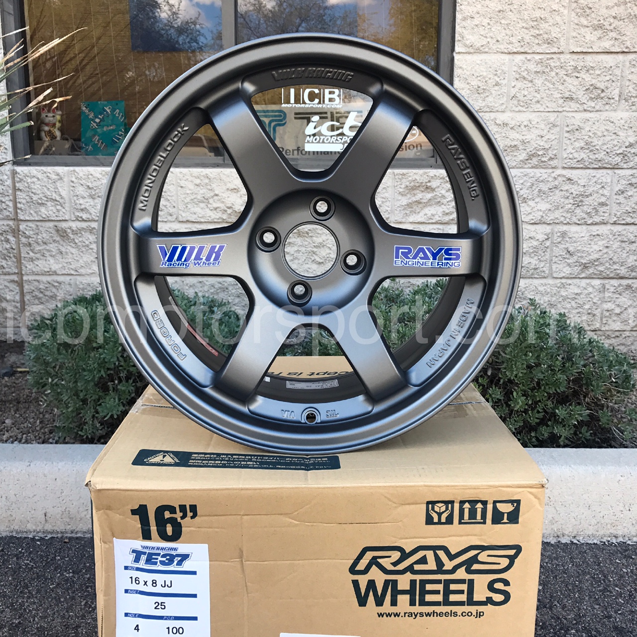 Rays Volk Racing TE37 Wheels 16X8 4X100 +25 Offset Titanium Gunmetal ...